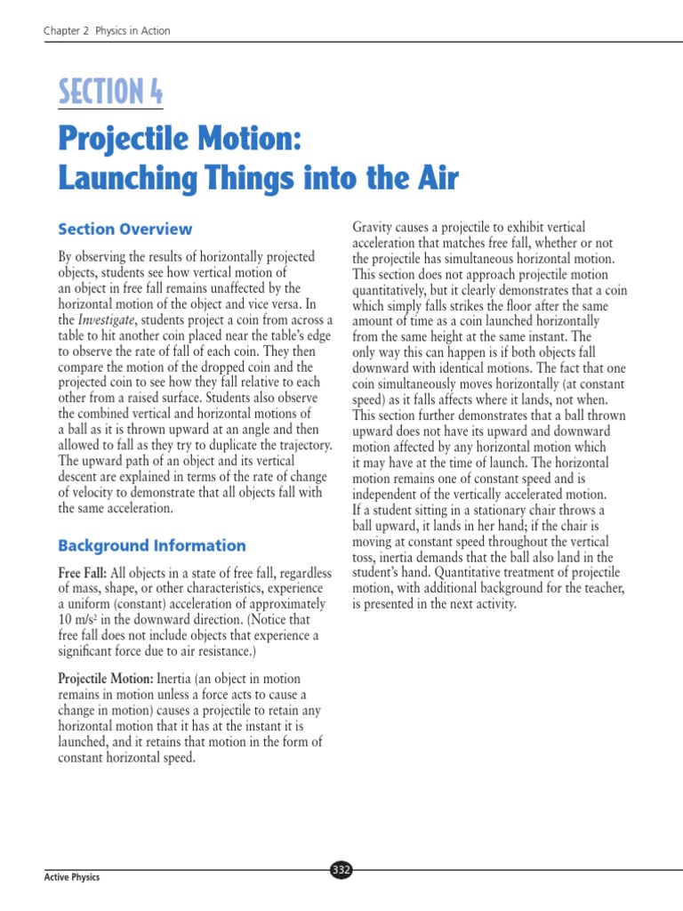 Projectile Motion: Launching Things Into The Air: Section 4 | PDF | Projectiles | Force