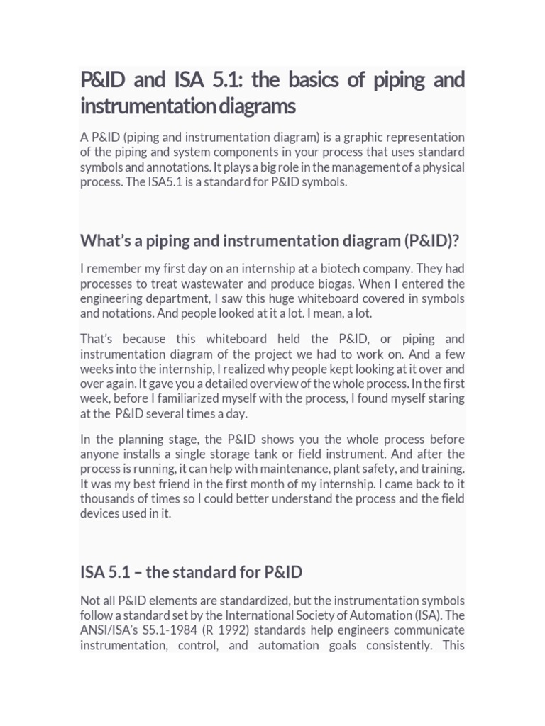 P-ID and ISA 5.1-The Basics of Piping and Instrumentation Diagrams ...
