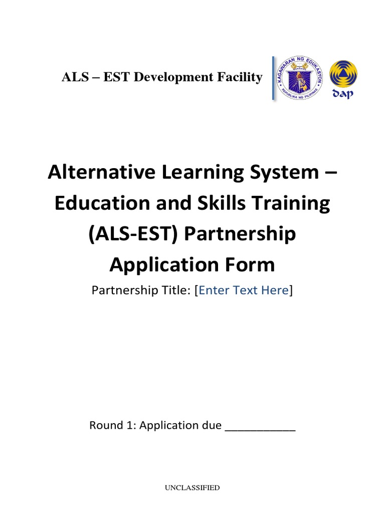 Alternative Learning System - Education and Skills Training (ALS-EST ...