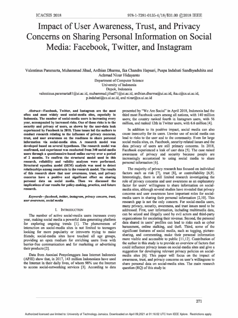 Impact of User Awareness, Trust, and Privacy Concerns On Sharing ...