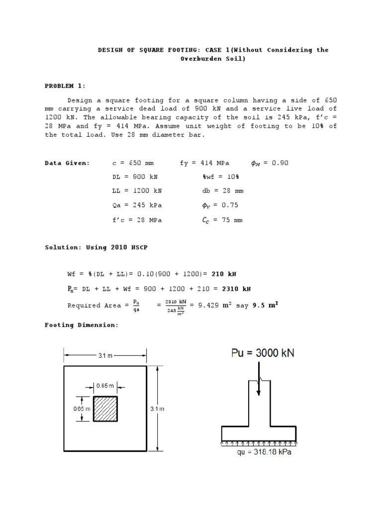 Example - Square Footing Case1 | PDF | Pascal (Unit) | Physics