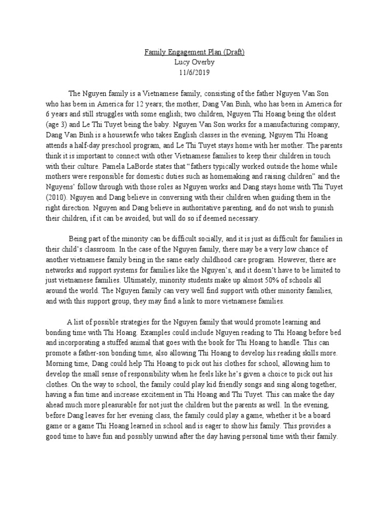 Family Engagement Plan Draft | PDF | Human Nature | Learning