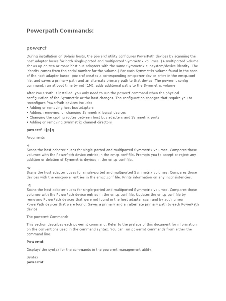Powerpath Commands | PDF | Load Balancing (Computing) | Command Line Interface