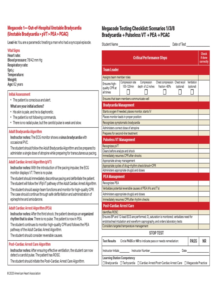 ACLS Megacode Testing Scenarios | PDF | Cardiopulmonary Resuscitation ...