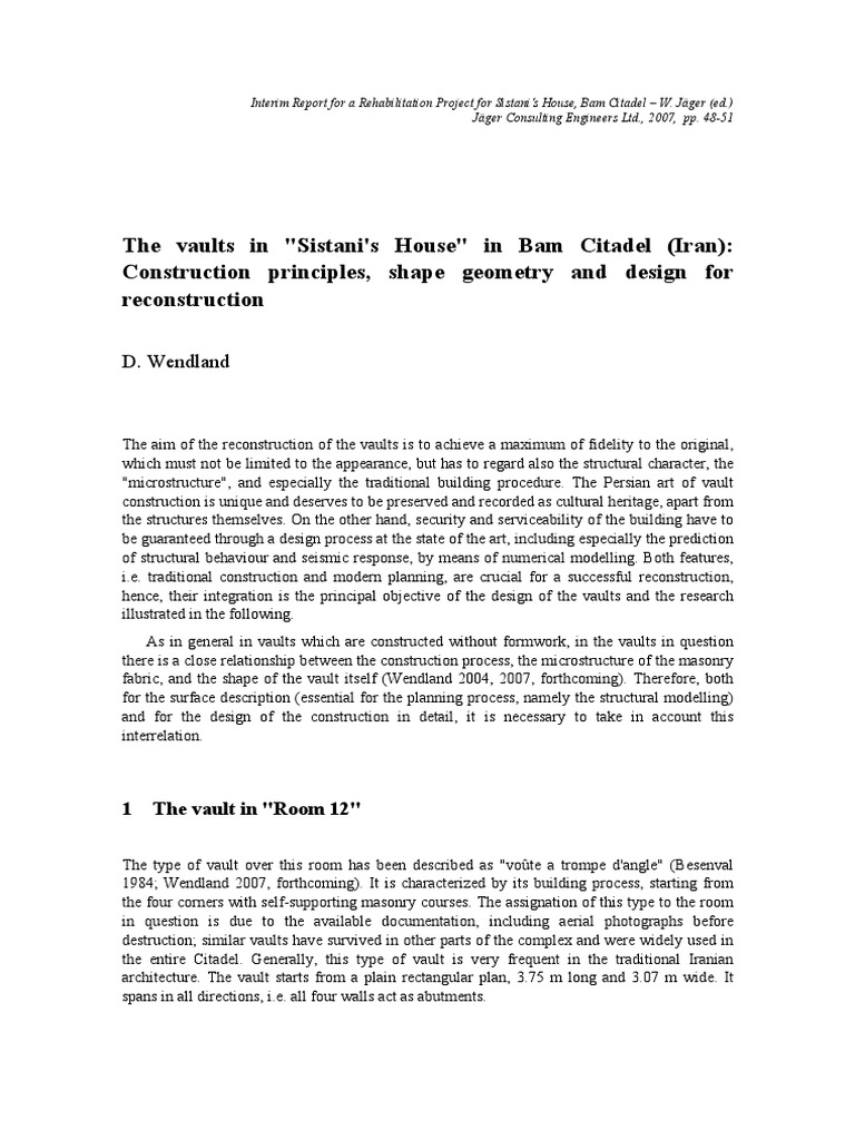 The Vaults in "Sistani's House" in Bam Citadel (Iran) : Construction ...