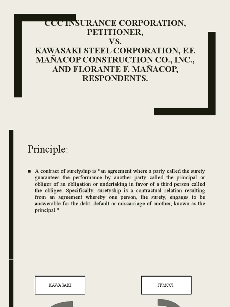 CCC Insurance Corporation, Petitioner, VS. Kawasaki Steel Corporation ...