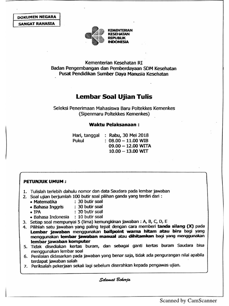 Soal Simama Poltekkes 2019 | PDF