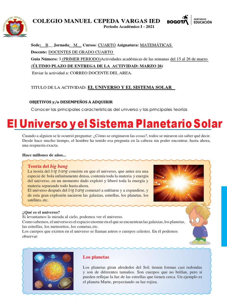 El Universo y El Sistema Planetario Solar para Teercer Grado de ...
