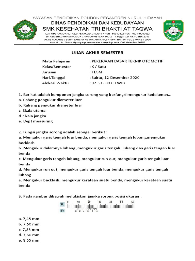 Soal Uts Pdto Kelas X TBSM | PDF | Komputer