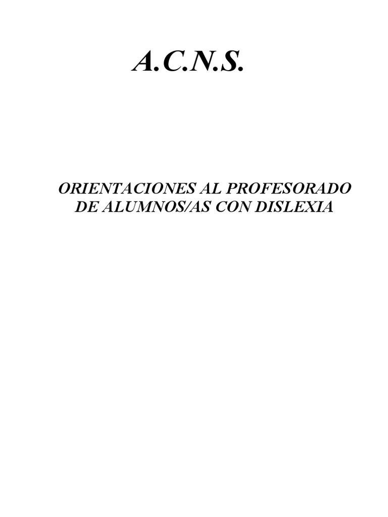 ACNS Dislexia | PDF | Dislexia | Prueba (evaluación)