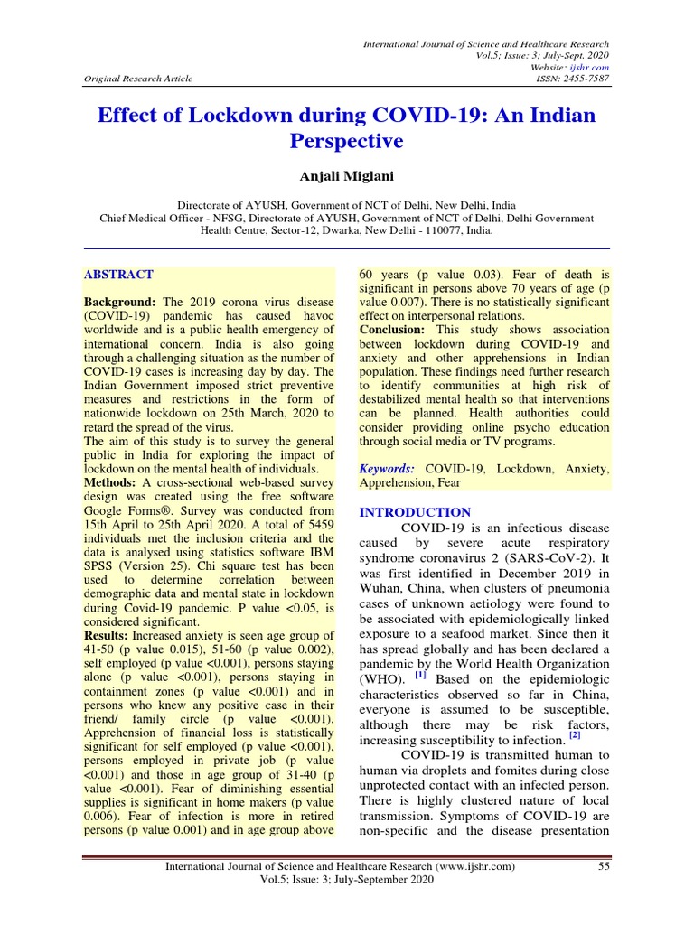 Effect of Lockdown During COVID 19 An in | PDF | Survey Methodology ...