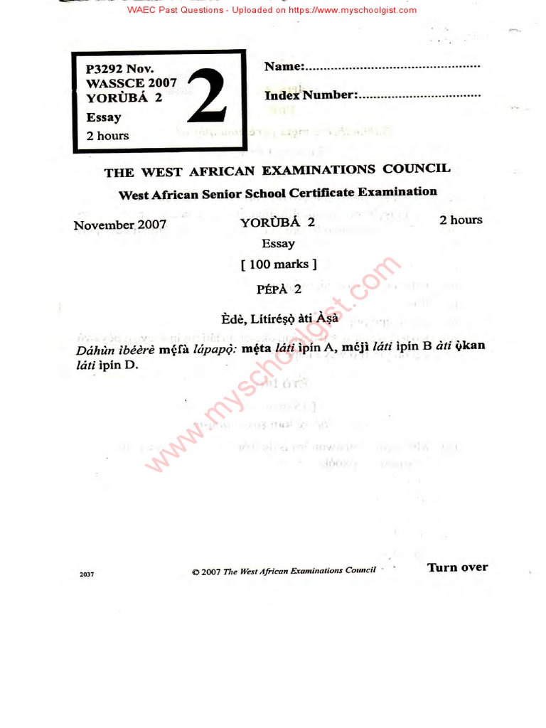 WAEC Past Questions Resource | PDF