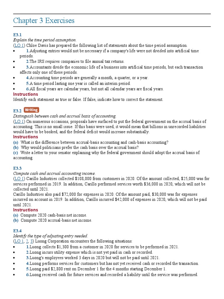 Chapter 3 Exercises | PDF | Debits And Credits | Accrual