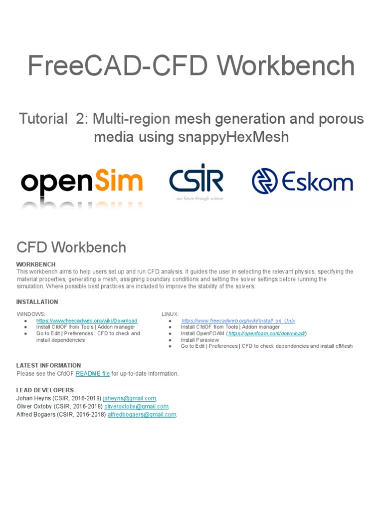 CFD Tutorial 2a - Mesh Regions and Porous Media (snappyHexMesh) | PDF | Porosity | Fluid Dynamics