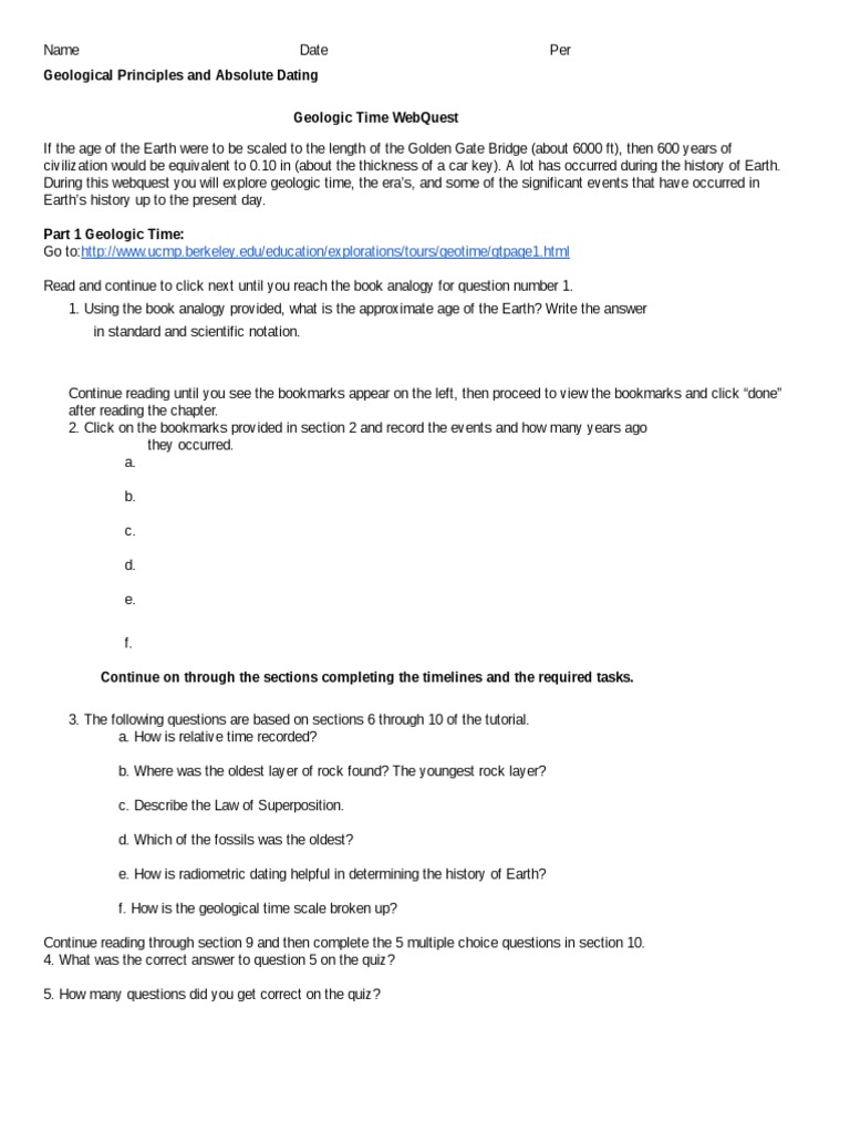 Geologic Time - Webquest 2020 | PDF | Fossil | Paleontology