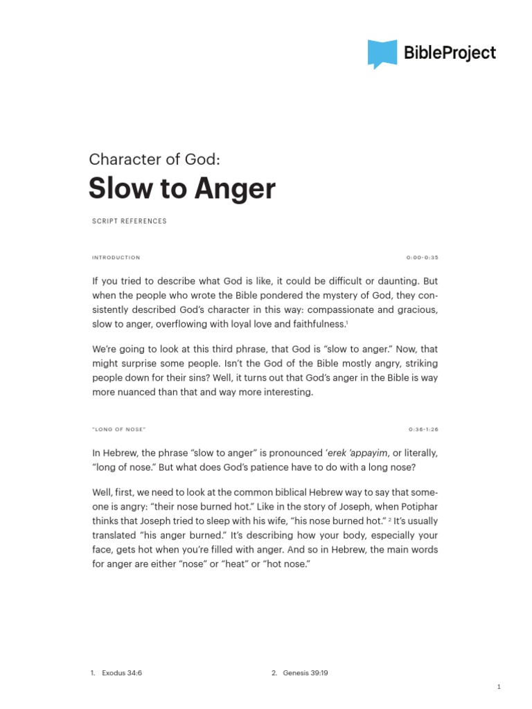 Slow To Anger - Script Reference - Final | PDF | Book Of Exodus | Torah ...