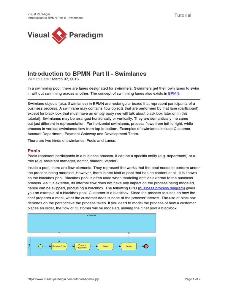Introduction To BPMN Part II - Swimlanes: Written Date | PDF ...