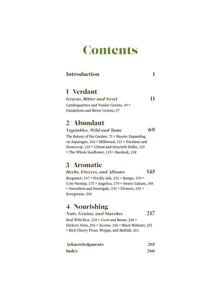 The Forager Chef's Book of Flora Table of Contents | PDF | Cooking ...