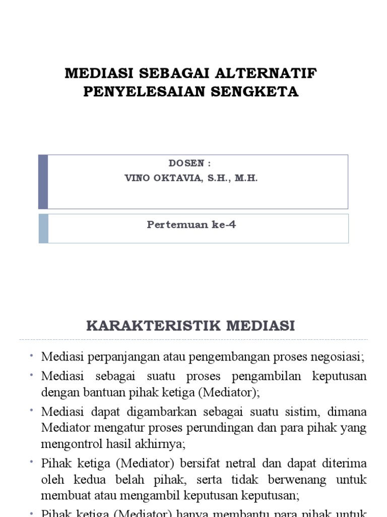 Teknik Mediasi dalam Penyelesaian Sengketa | PDF | Karier & Perkembangan