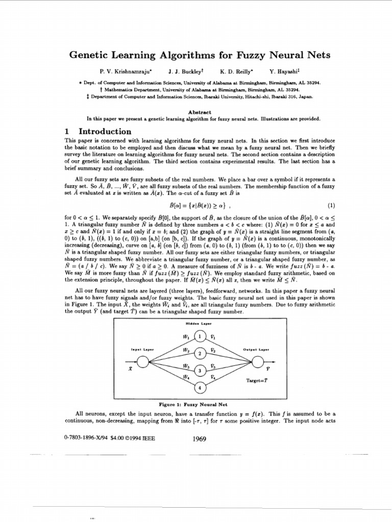 Genetic Learning Algorithms For Fuzzy Neural Nets: (ZLB (Z) ) | PDF | Artificial Neural Network ...