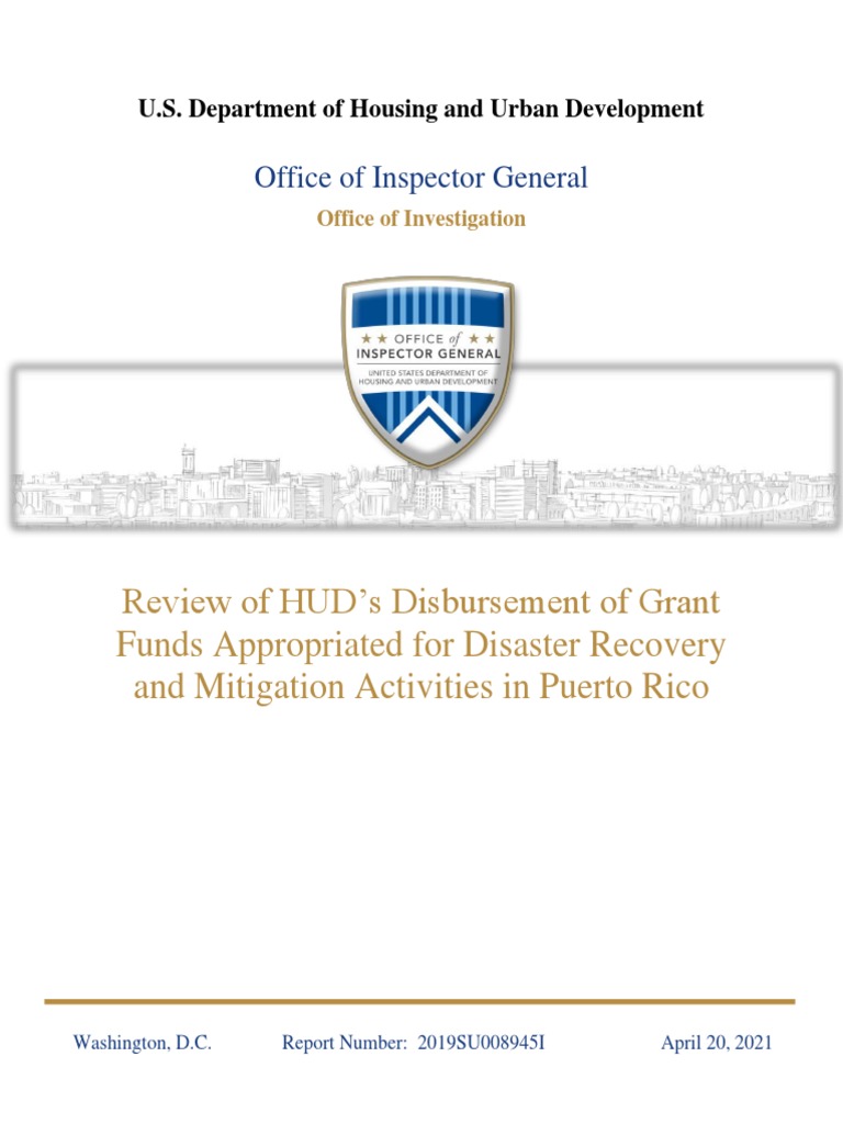 Review of HUD's Disbursement of Grant Funds Appropriated For Disaster ...