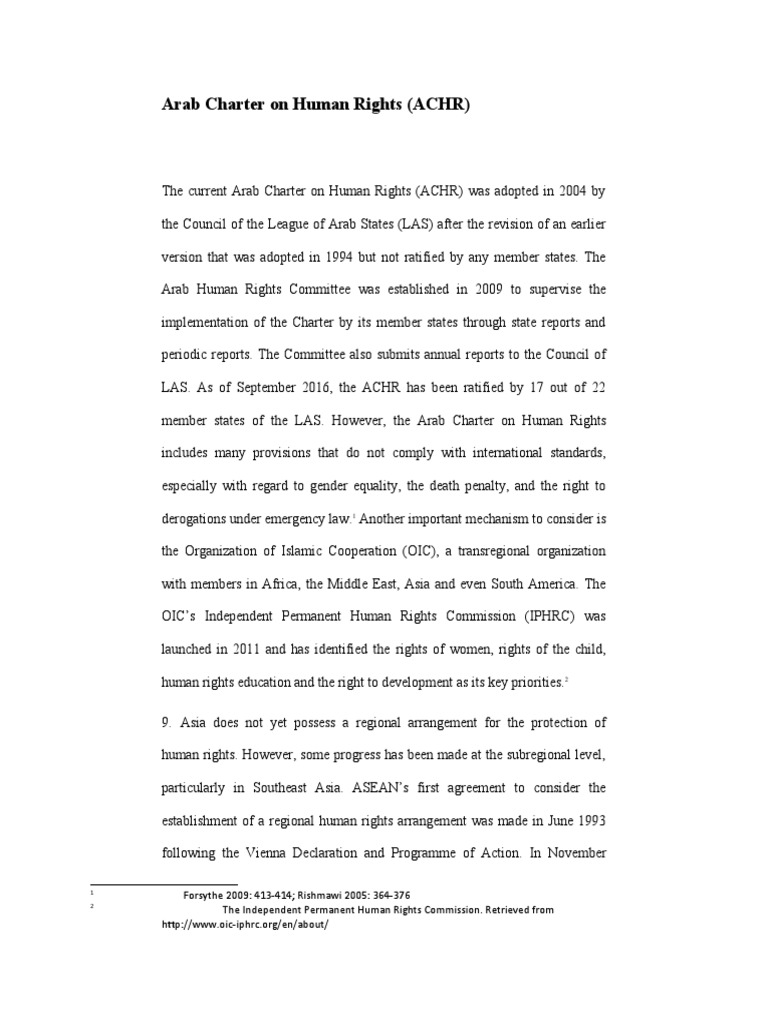 Arab Charter On Human Rights | PDF | Human Rights | Ethical Principles