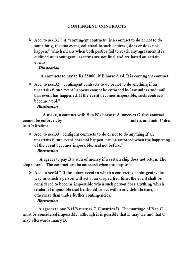 Contingent Contracts: Illustration | PDF