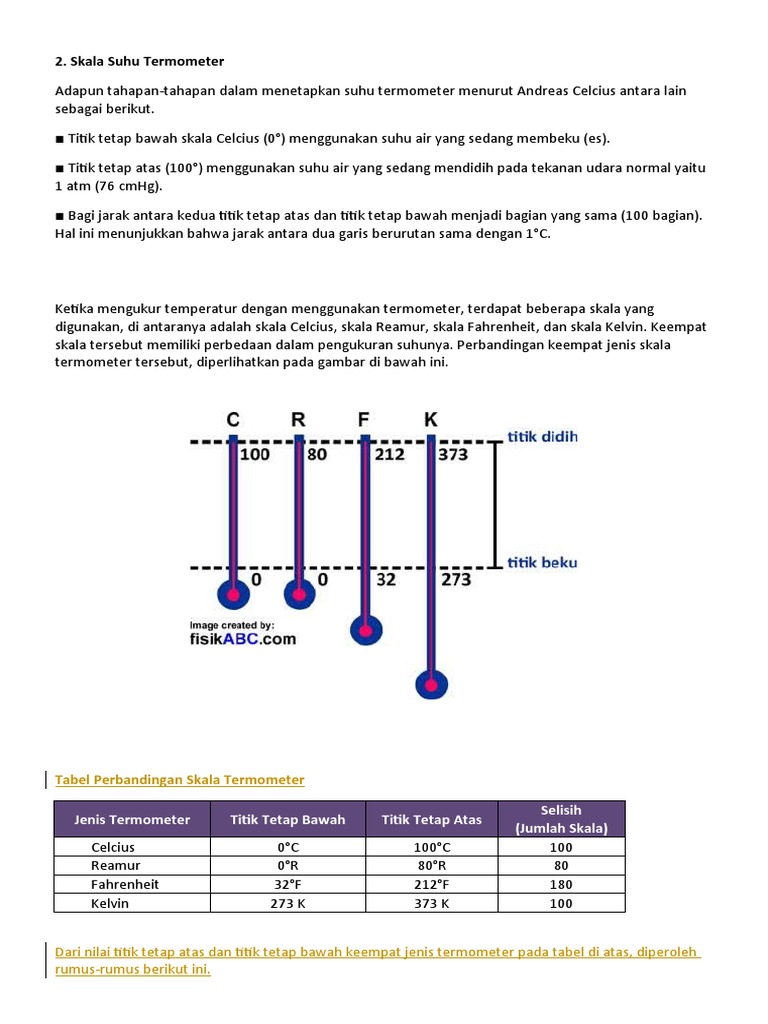 Perbandingan Skala Termometer Suhu | PDF