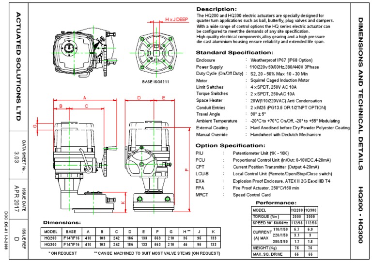 HQ 200 To HQ 300 Dimensions Technical Details | PDF | Electric Motor ...