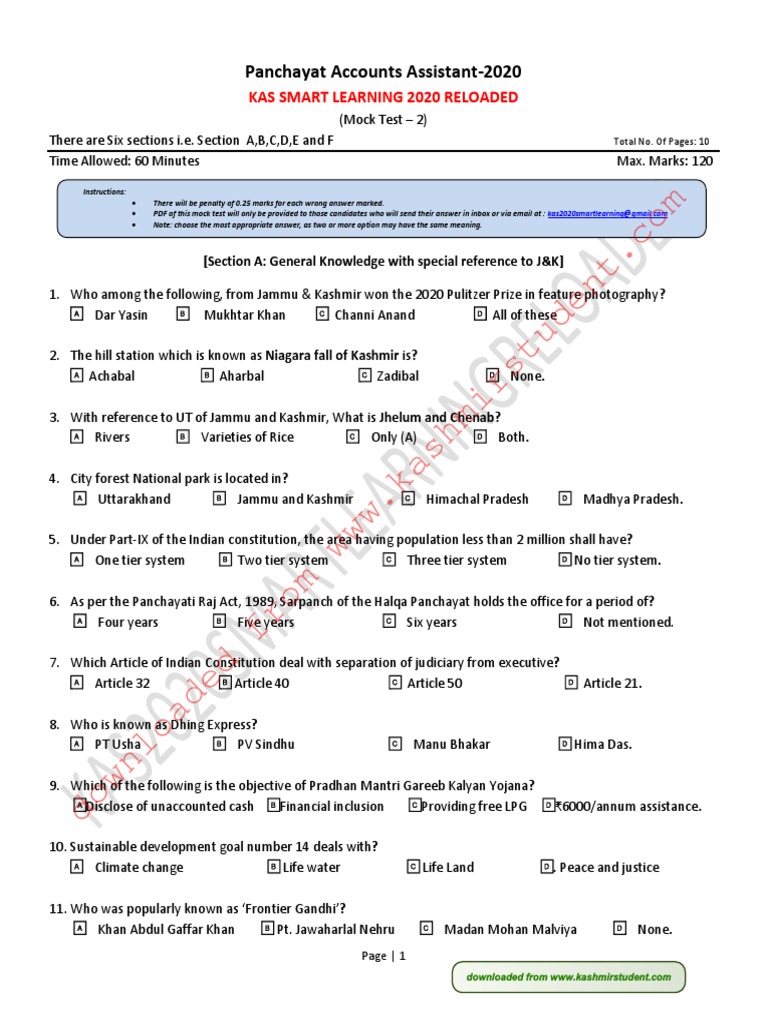 PAA Mock Test 2020 Downloaded From | PDF | Demand | Economies