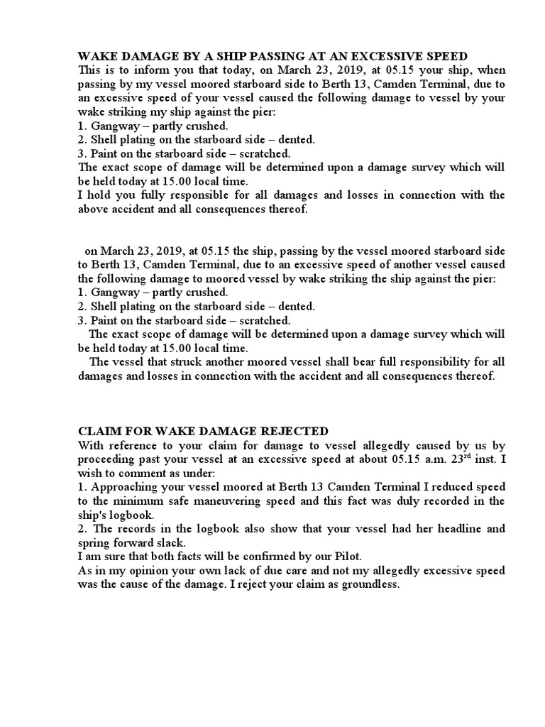 Wake Damage by A Ship Passing at An Excessive Speed | PDF | Tide ...