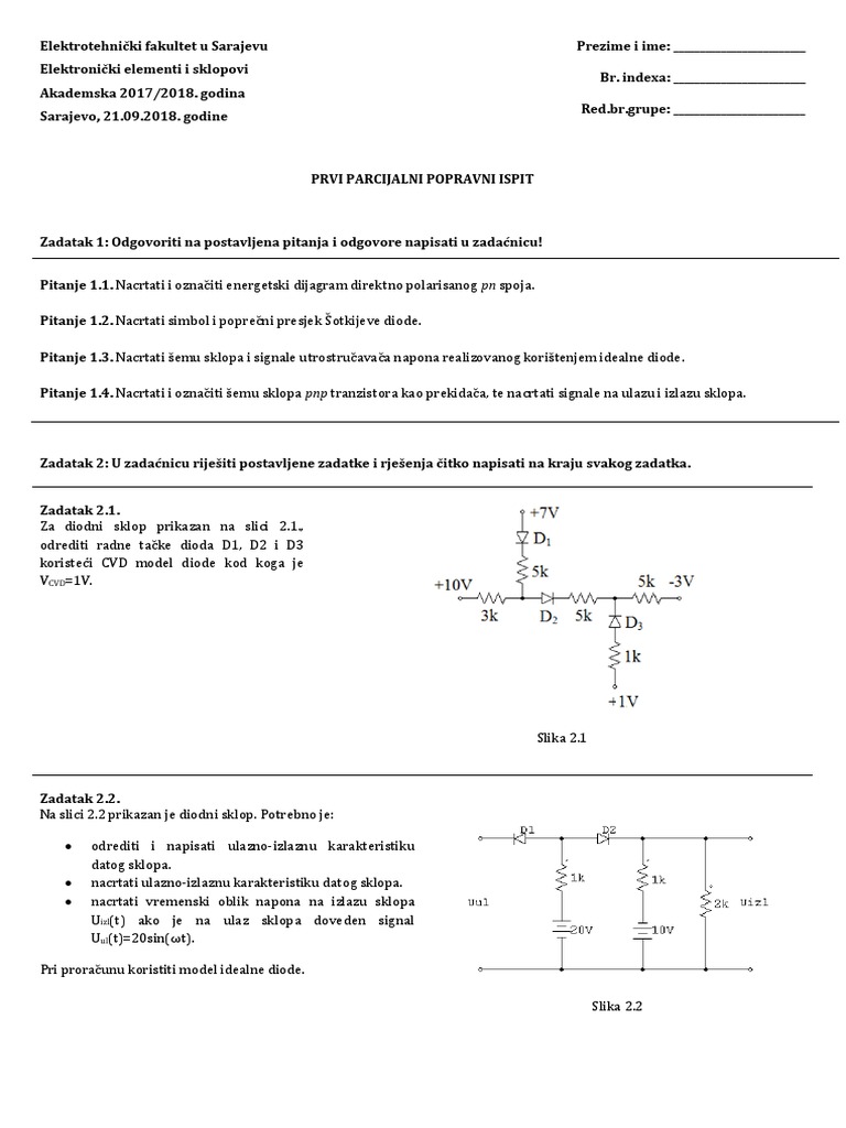 Prvi Parcijalni Ispit EES 21.09.2018. | PDF