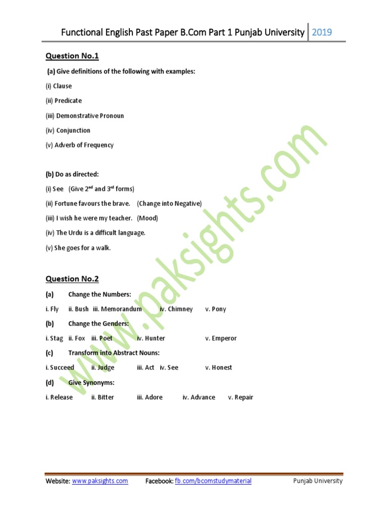 Functional English Past Paper 2019 | PDF | Adverb | Human Communication