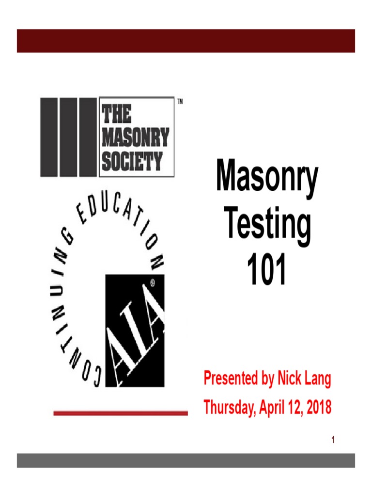 Masonry Testing 101 - 2018 04 12 | PDF | Quality Assurance | Mortar ...