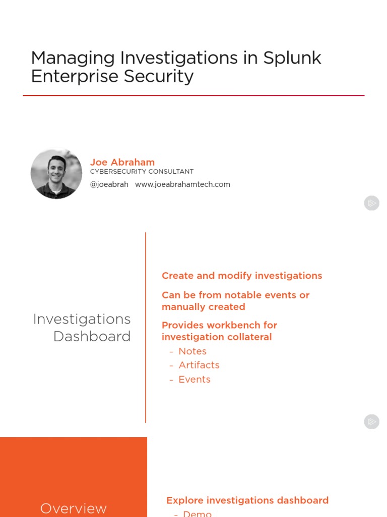 Managing Investigations in Splunk Enterprise Security Slides | PDF