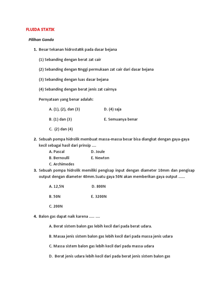 Soal Fluida Statik | PDF