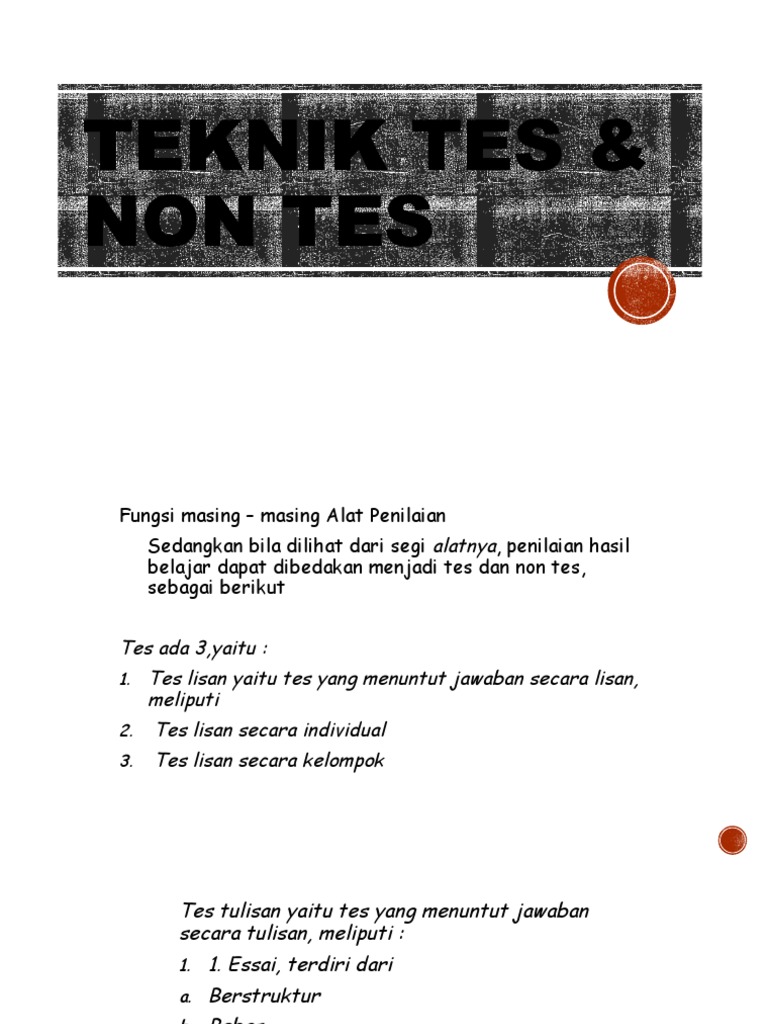 Teknik Tes Dan Non Tes | PDF