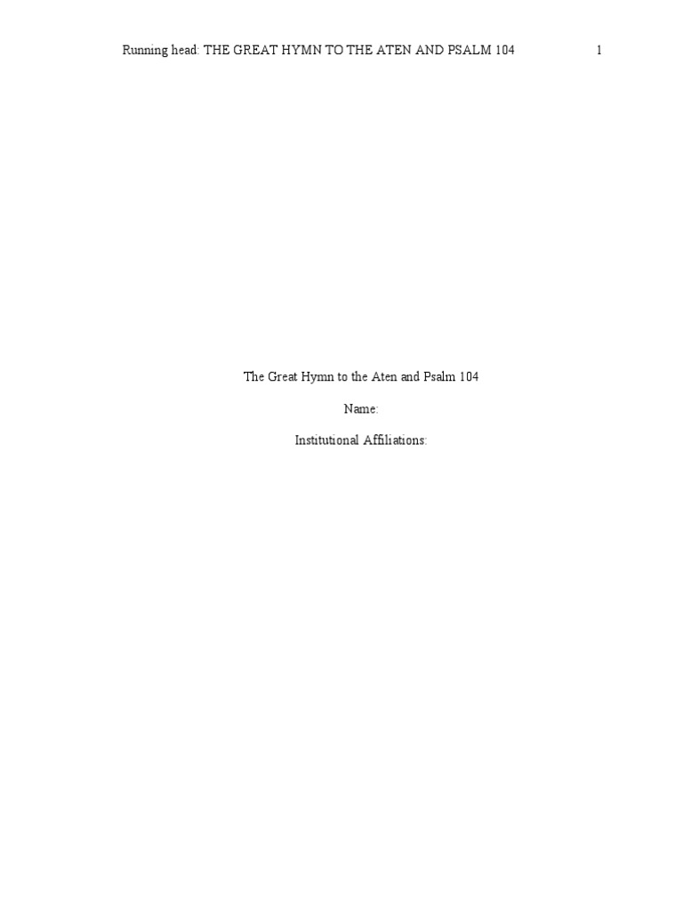 The Great Hymn To The Aten and Psalm 104 | Download Free PDF | Genesis ...