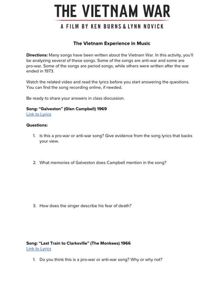 Analyzing Vietnam War Songs | PDF | Violence