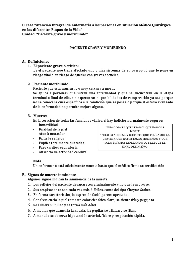 Atención al Paciente Moribundo | PDF | Muerte | Depresión (estado de ánimo)