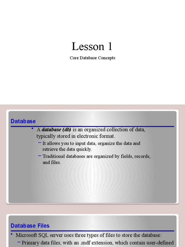 Chapter 1 Database | PDF | Microsoft Sql Server | Databases Chapter 1 Database | PDF | Microsoft Sql Server | Databases