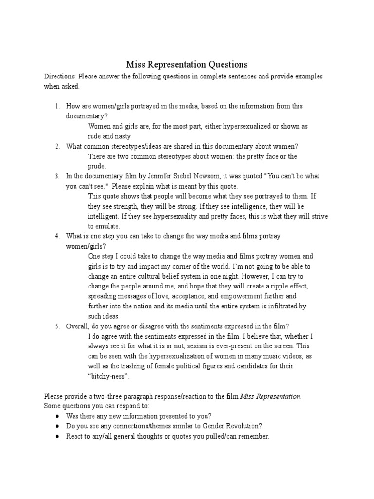 Miss Representation | PDF