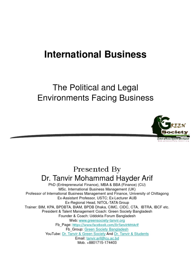 The Political and Legal Environments Facing Business | PDF ...