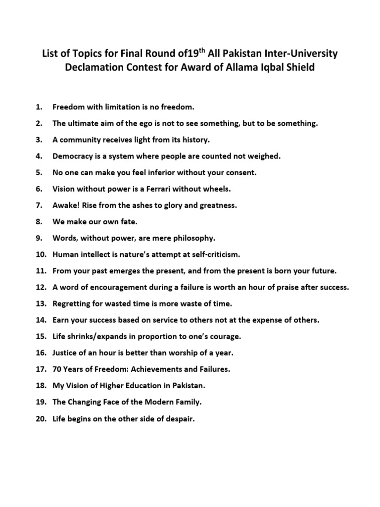 19th List of English Topics-Final Round | PDF | Religion & Spirituality