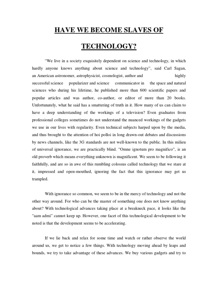 Have We Become Slaves of Technology | PDF | Business