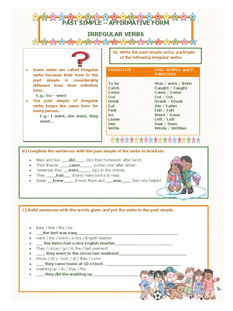 Past Simple - Affirmative Form Irregular Verbs | PDF | Language ...