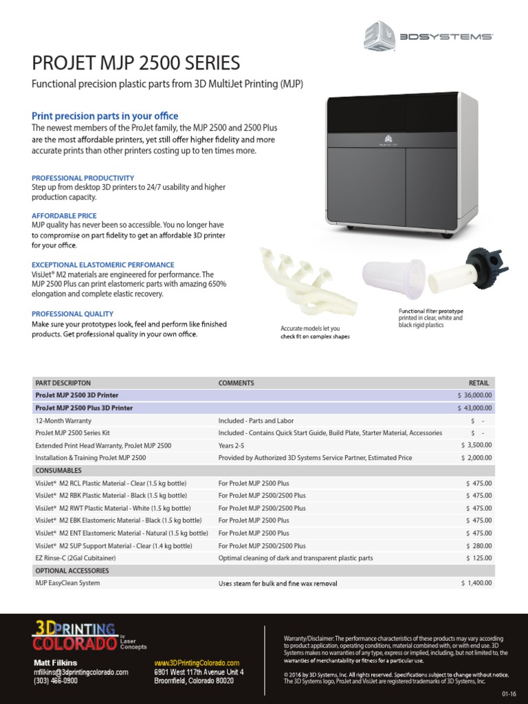 Projet MJP 2500 Series: Functional Precision Plastic Parts From 3D ...