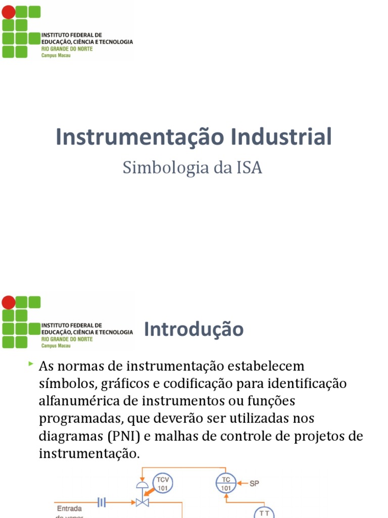 Representação gráfica da simbologia de instrumentação industrial de ...