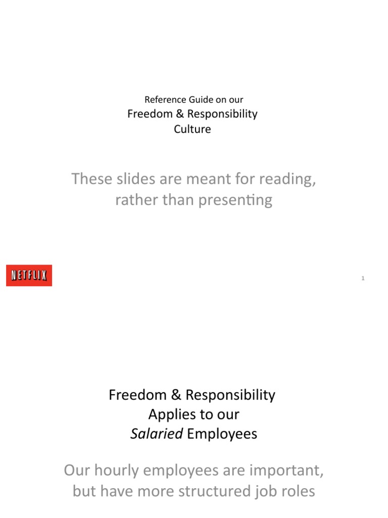Netflix's Culture of Freedom & Responsibility | PDF | Employment ...