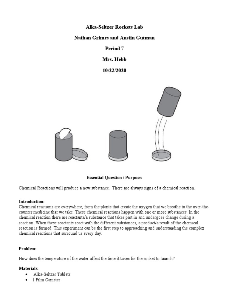 Alka-Seltzer Rockets Lab - Science | PDF | Reaction Rate | Chemical ...